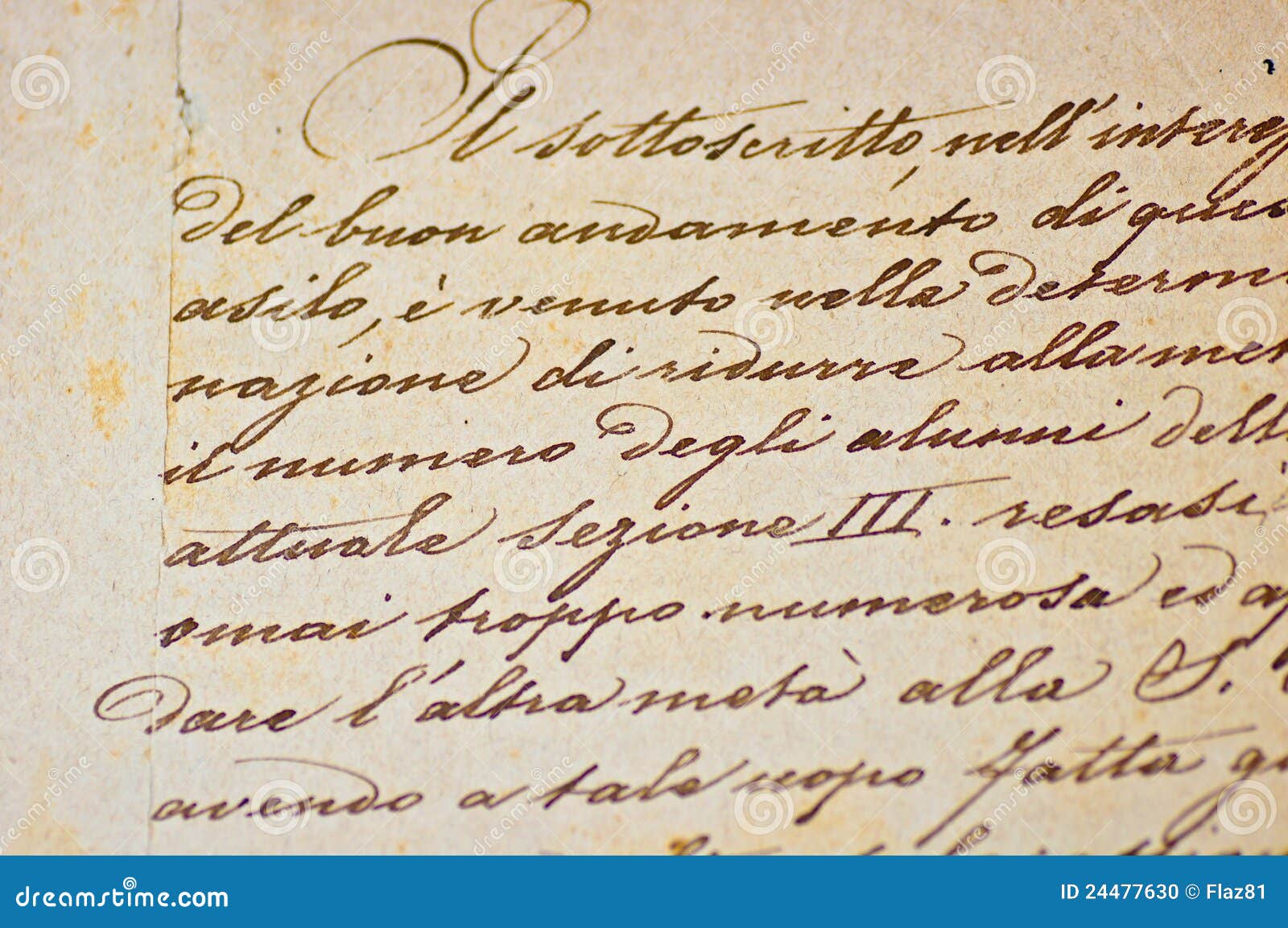 Testo Scritto a Mano Italiano Dell'annata Fotografia Stock - Immagine ...