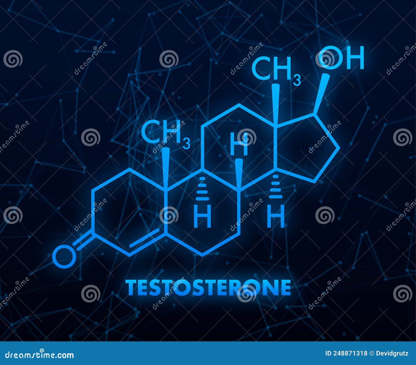 Testosterone Formula Vector Thin Line Icon Of Testosterone Molecular