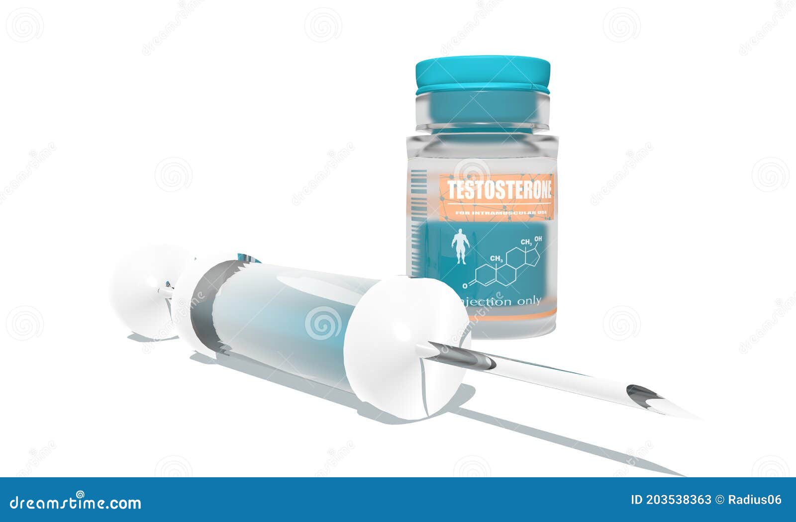 Testosterone Injection. Syringe, And Vial For Injection Cartoon Vector ...