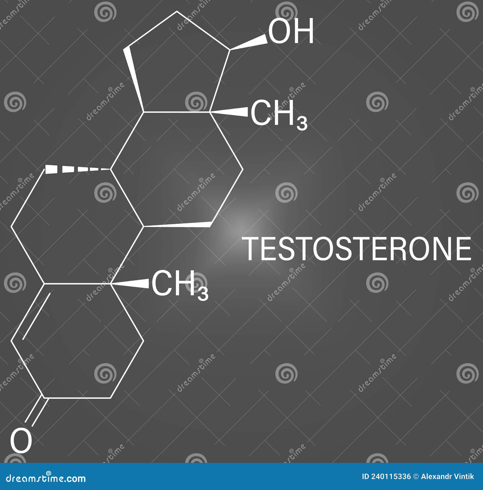 Testosterone Male Sex Hormone Androgen Molecule Atoms Are Represented