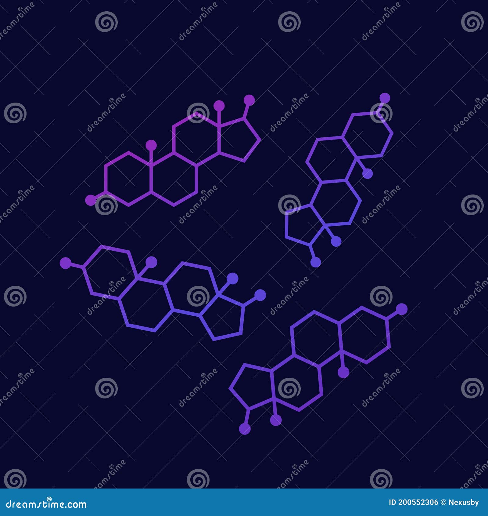 Testosterone Molecules Male Sex Hormone Vector Stock Vector