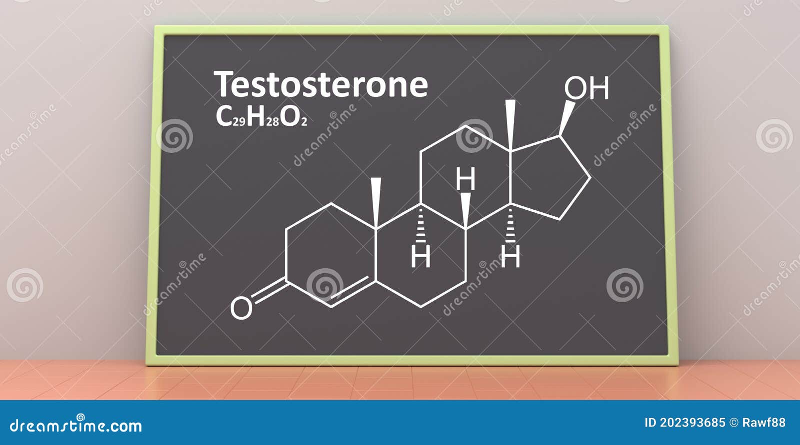 Testosterone Structural Chemical Formula, Drawing on Board. 3d ...