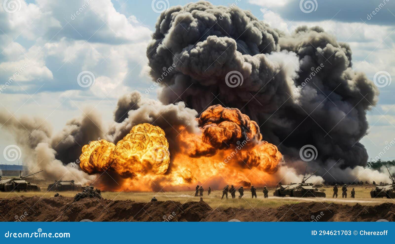 Tests of Modern Weapons, Explosions on the Battlefield Stock ... Tests of Modern Weapons, Explosions on the Battlefield Stock ...