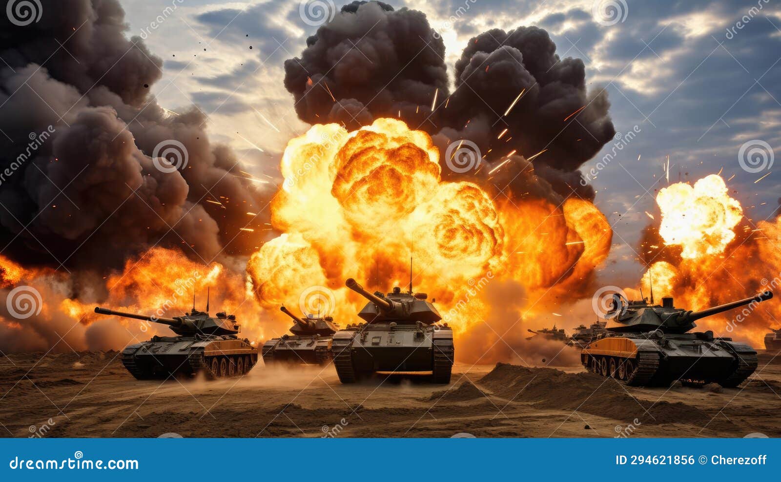 Tests of Modern Weapons, Explosions on the Battlefield Stock Photo ... Tests of Modern Weapons, Explosions on the Battlefield Stock Photo ...