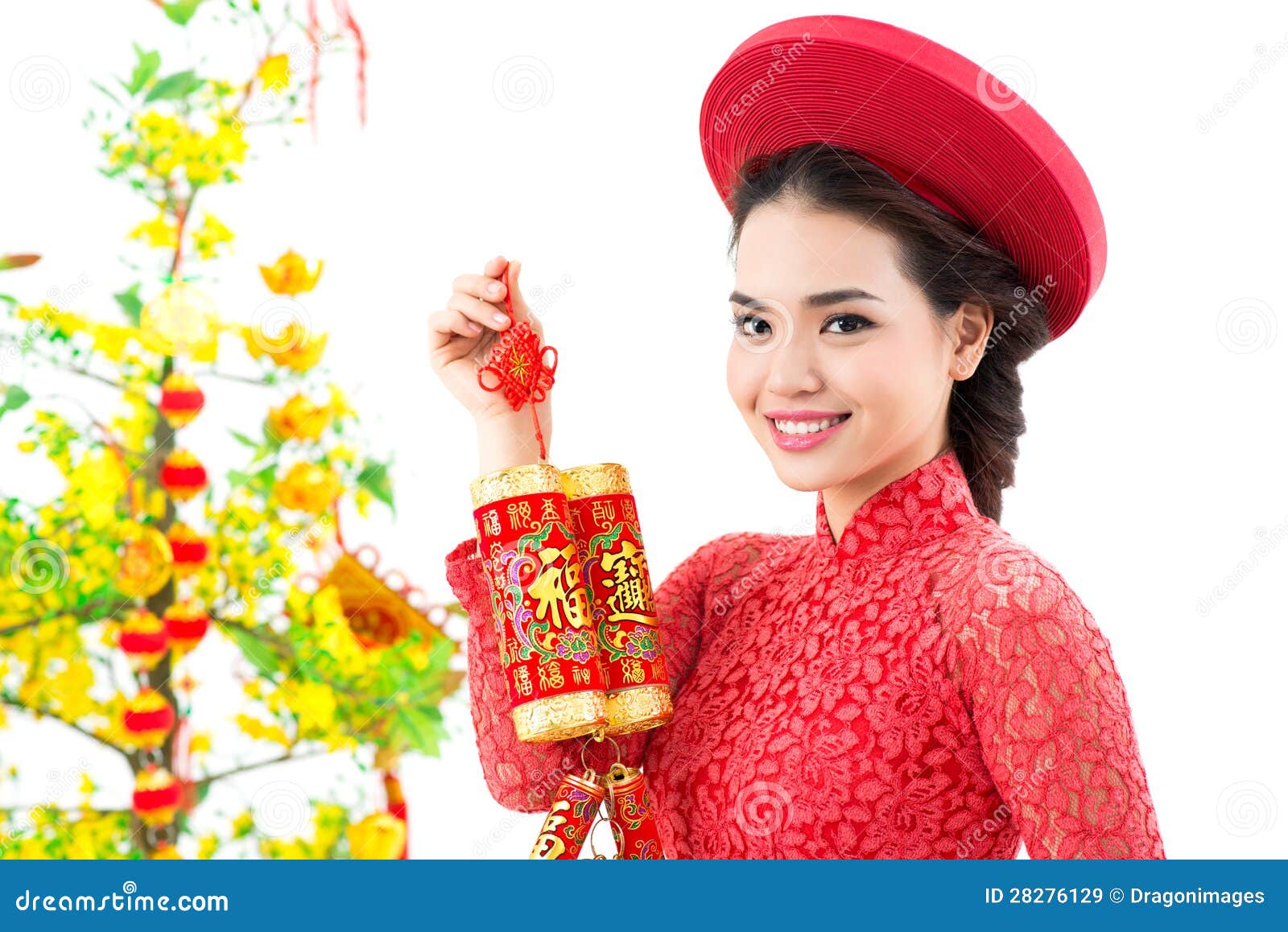Tet girl stock image. Image of beauty, girl, holding - 28276129