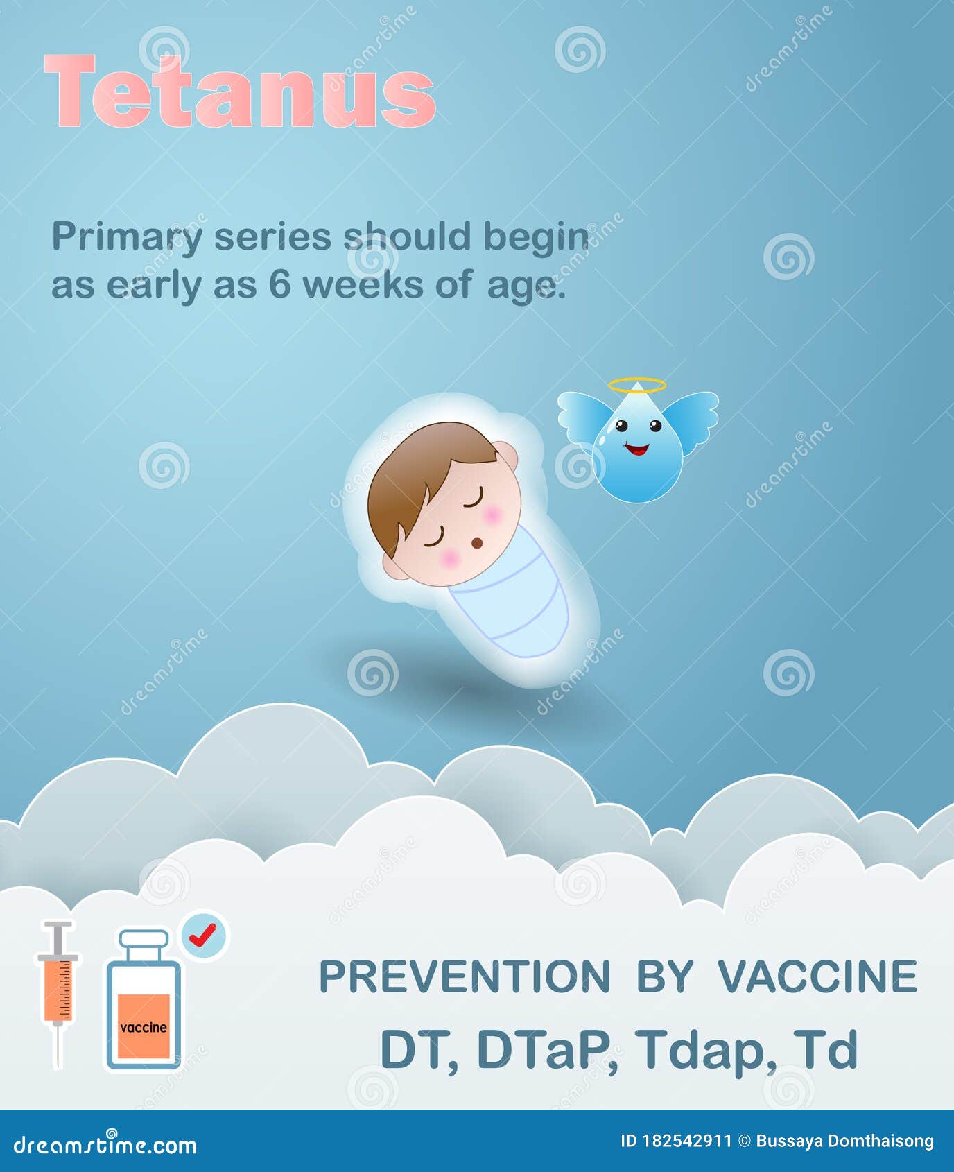 Tetanus Vaccine for Baby or Child. Stock Illustration - Illustration of ...