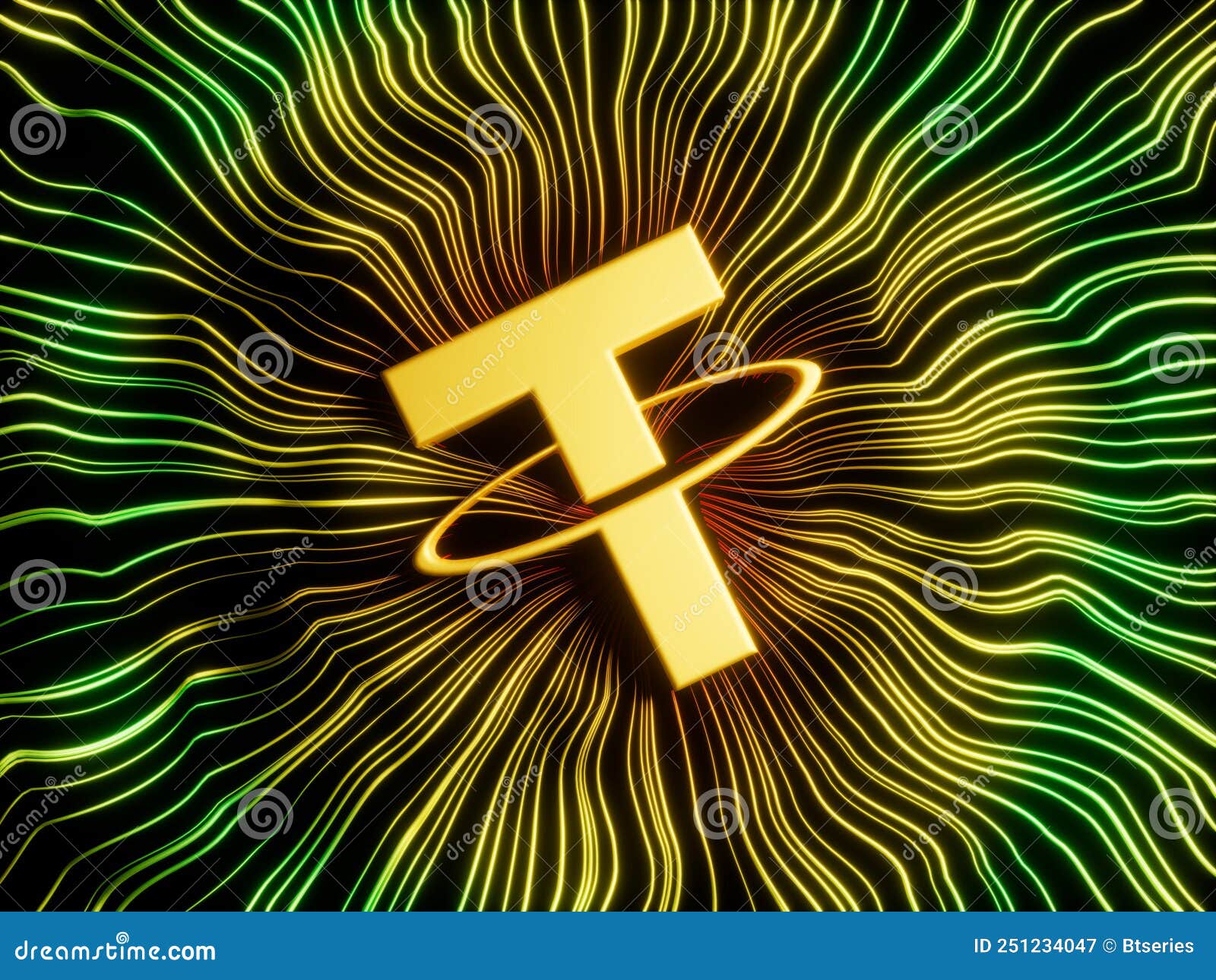 Tether Crypto Converging Lines Abstract Modern 3D Illustration Concept ...