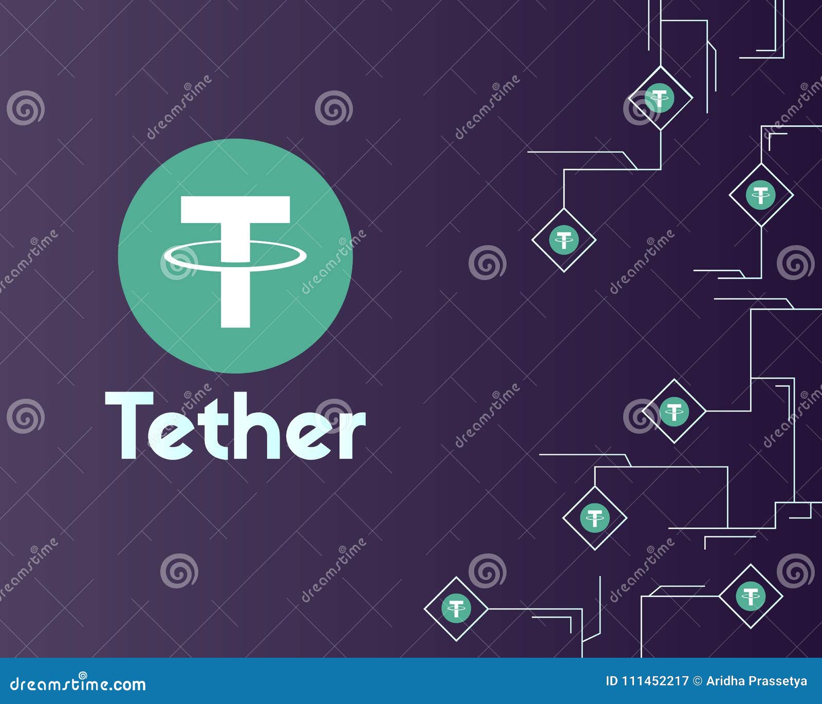 Tether Cryptocurrency Circuit Network Background Style Editorial ...