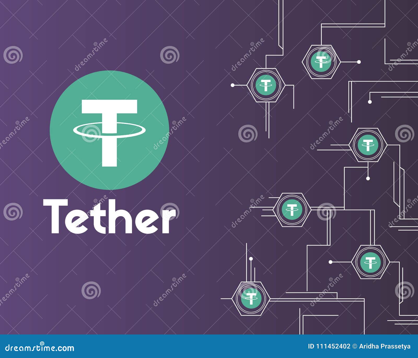 Tether Cryptocurrency Circuit Theme Background Style Editorial ...