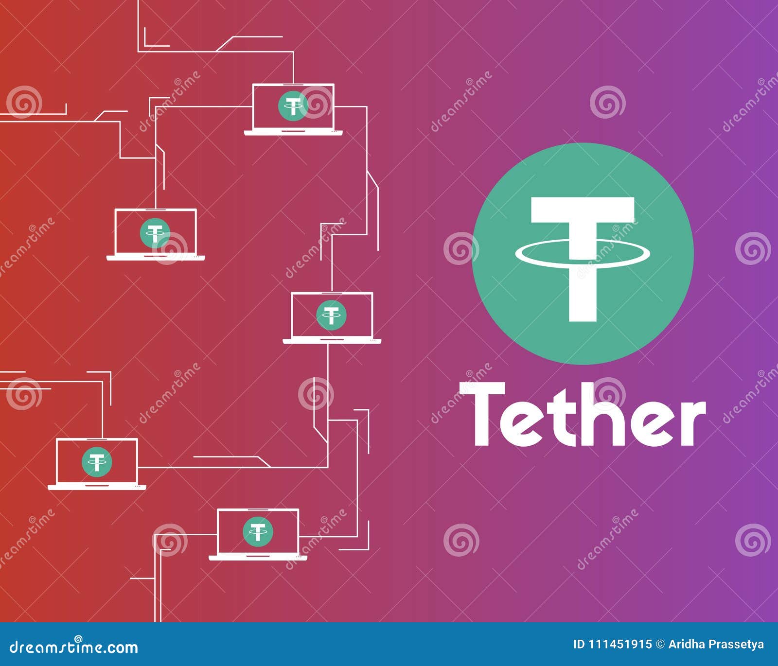 Tether Cryptocurrency Connected Background Style Editorial Image ...