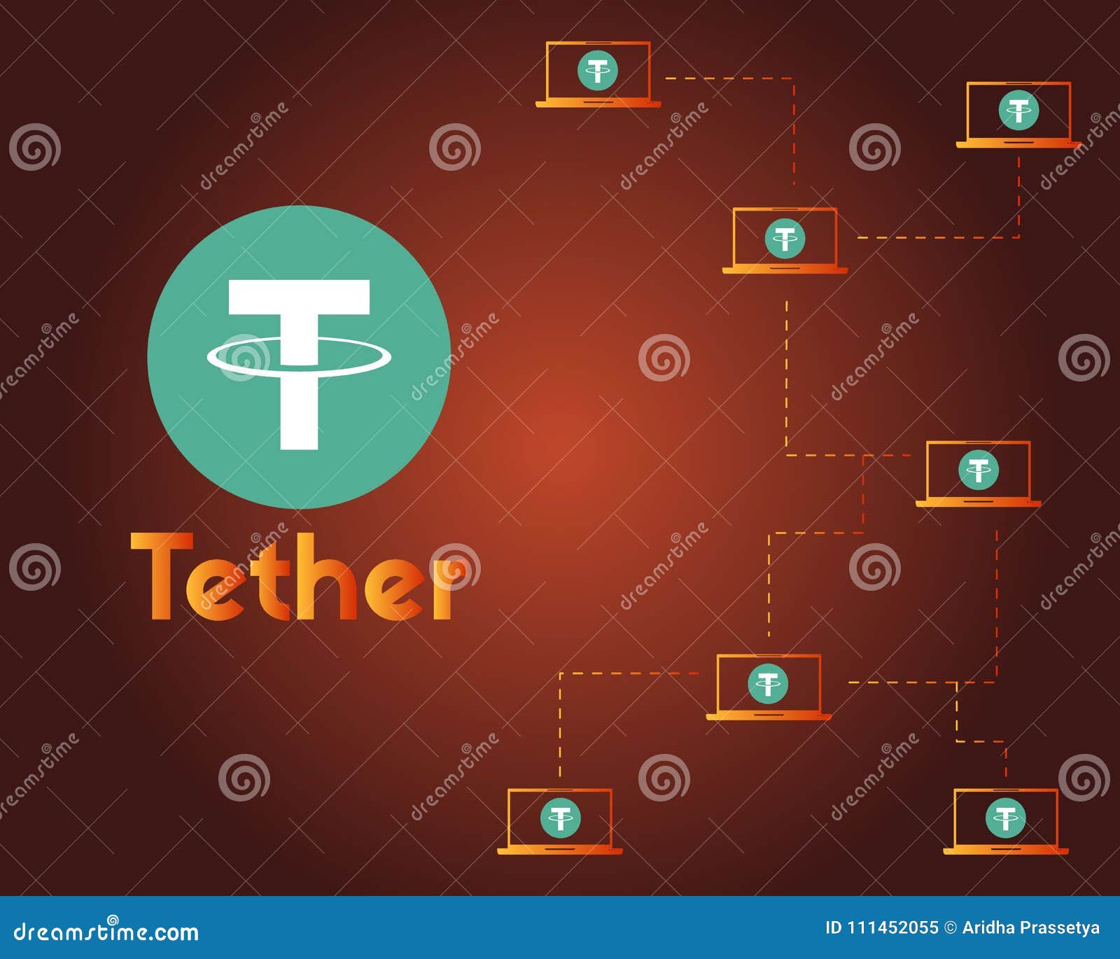 Tether Cryptocurrency on Dark Background Style Editorial Image ...