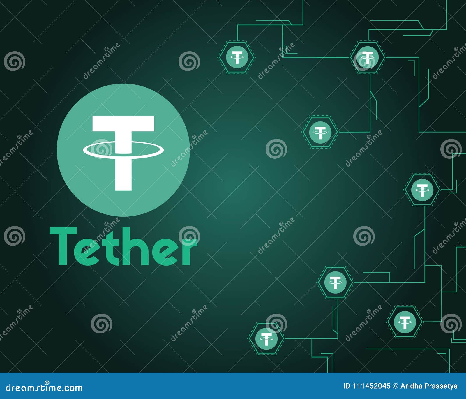 Tether Cryptocurrency Digital Technology Background Style Editorial ...