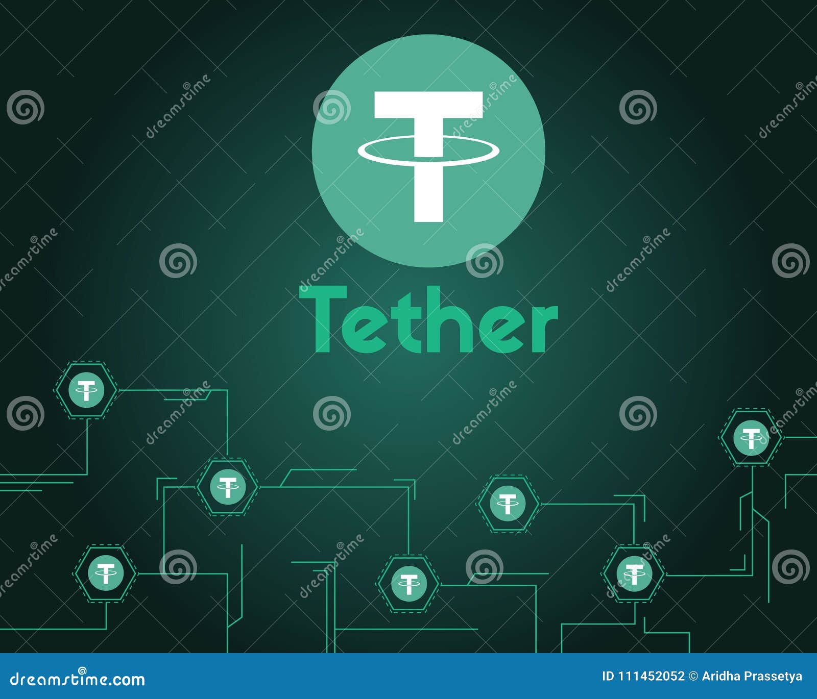 Tether Cryptocurrency Digital Technology Background Style Editorial ...