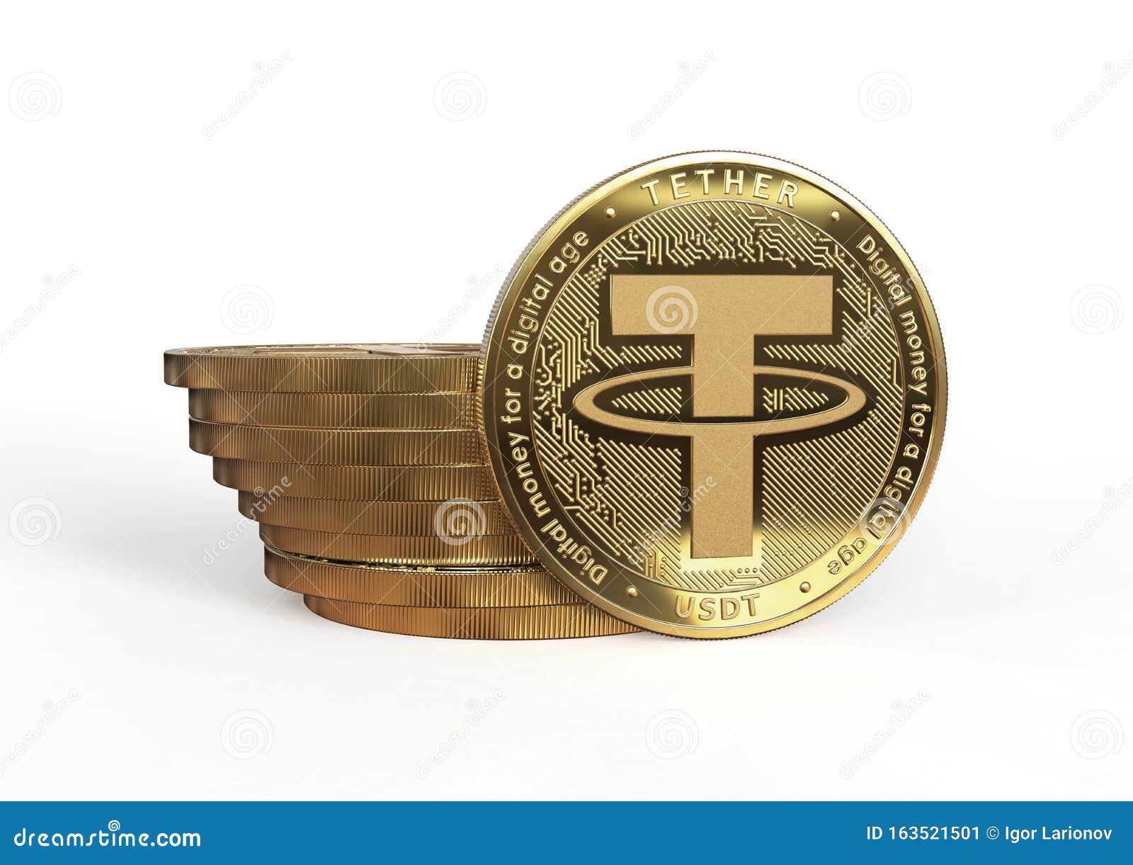 Tether. Cryptocurrency Golden Coins.3D Illustration Editorial Photo ...