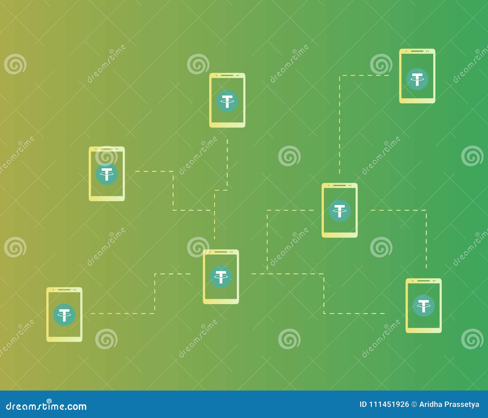 Tether Cryptocurrency Network Concept Background Style Stock Vector ...