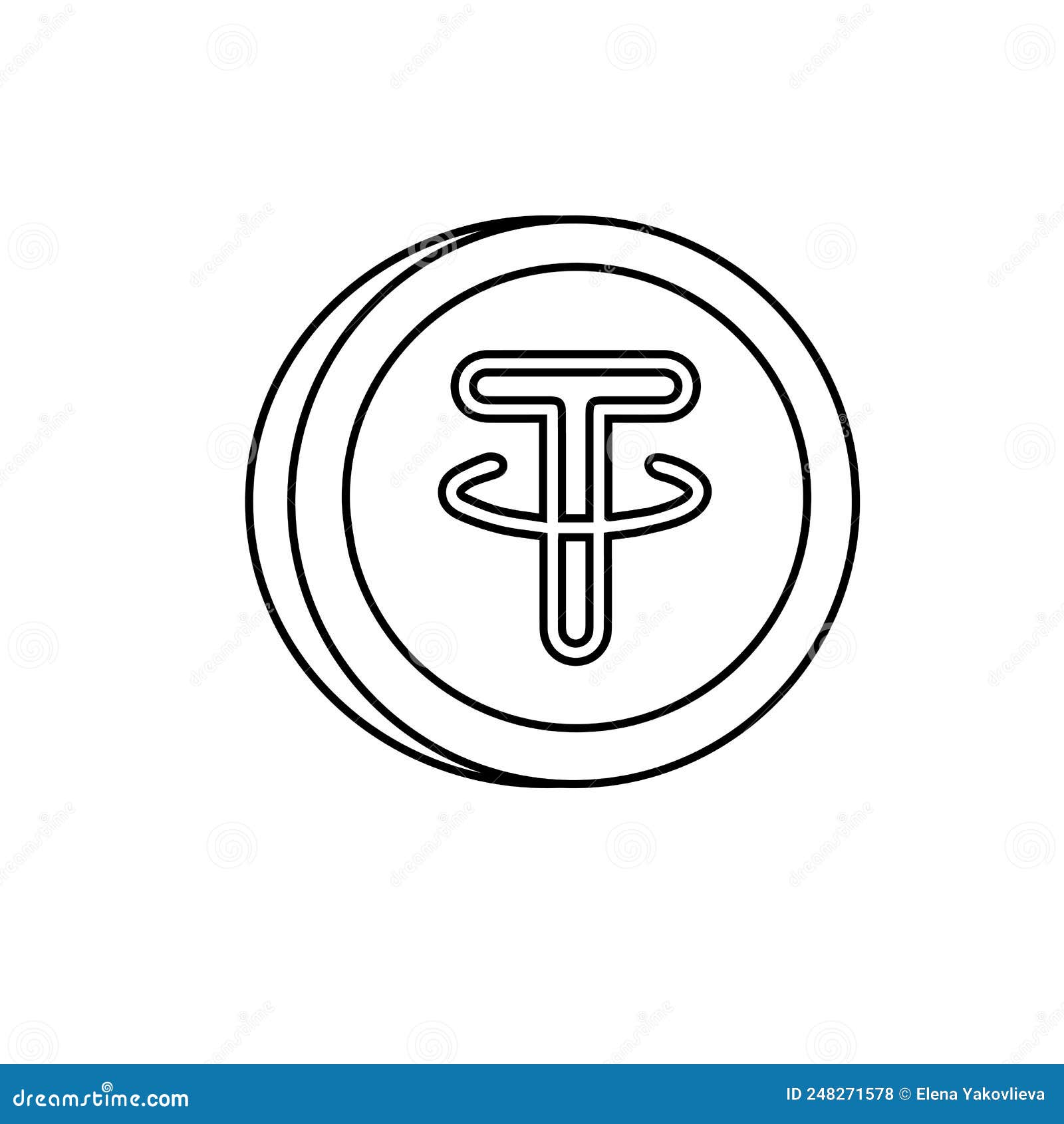 Tether Isolated Coin in Line Style. Vector Illustration Editorial Stock ...