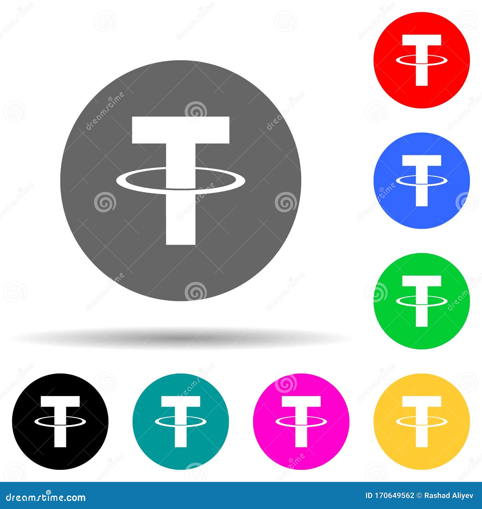 Tether Multi Color Style Icon. Simple Glyph, Flat Vector of Crepto ...
