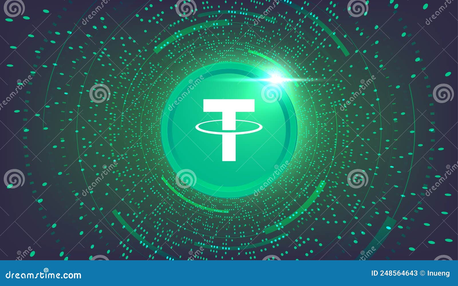 Tether Or USDT Coin With Crypto Currency Themed Banner Cartoon Vector ...