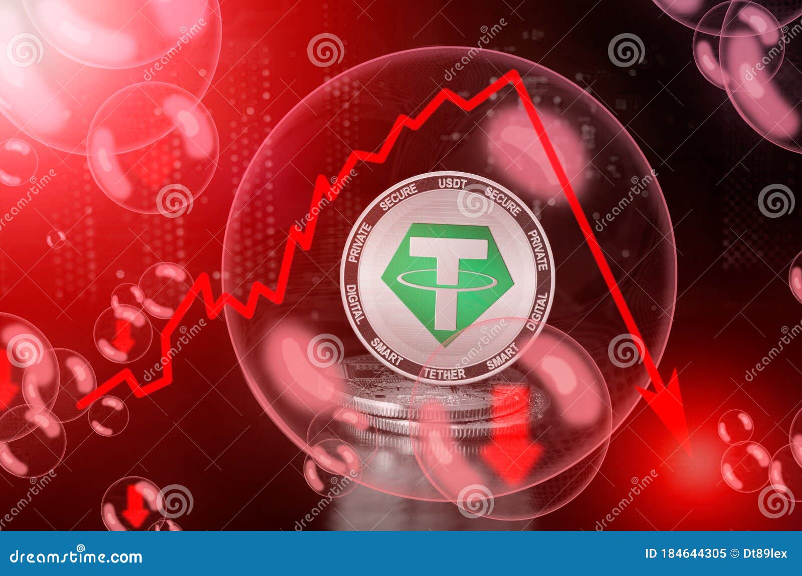 Tether Or USDT Crypto Currency Themed Banner. Cryptocurrency Blockchain ...