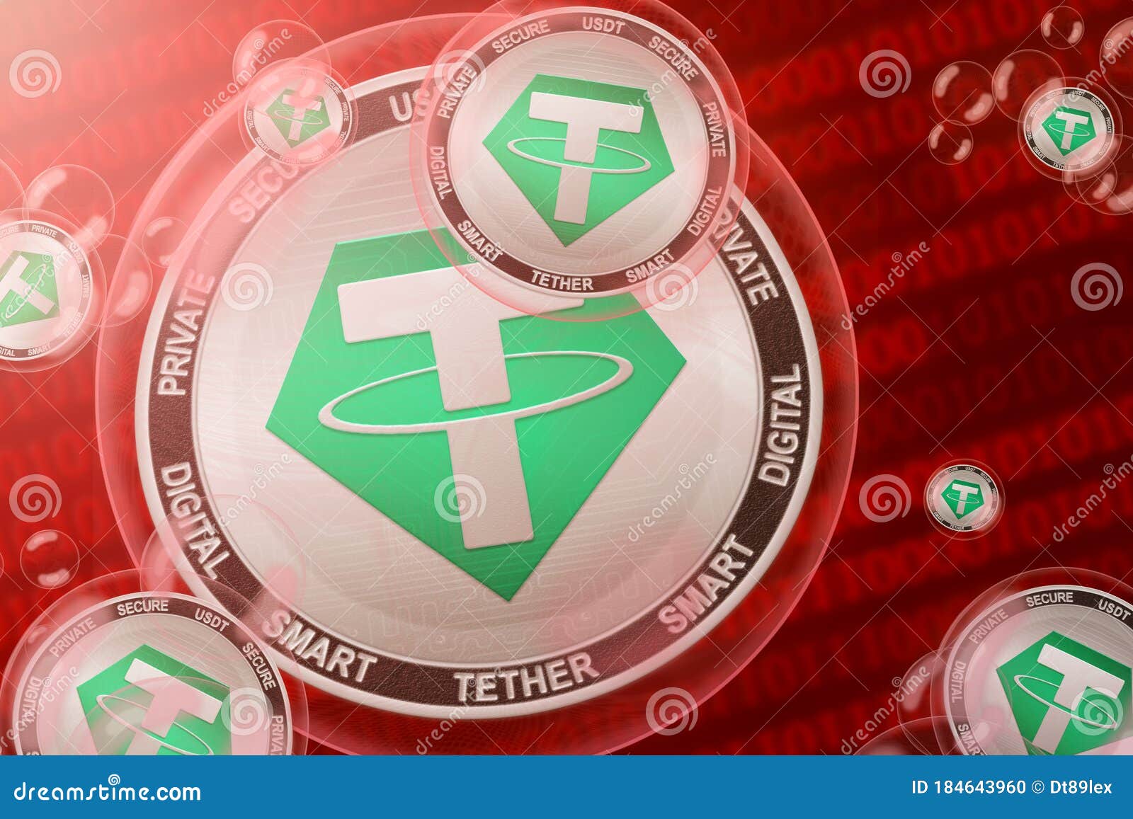 Tether USDT Crash, Bubble. Tether USDT Cryptocurrency Coins In A ...
