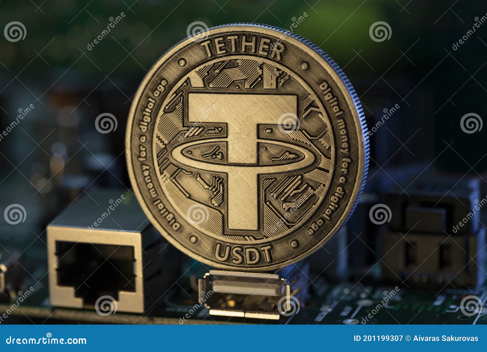 Tether USDT Coins Falling From The Sky. USDT Cryptocurrency Concept ...