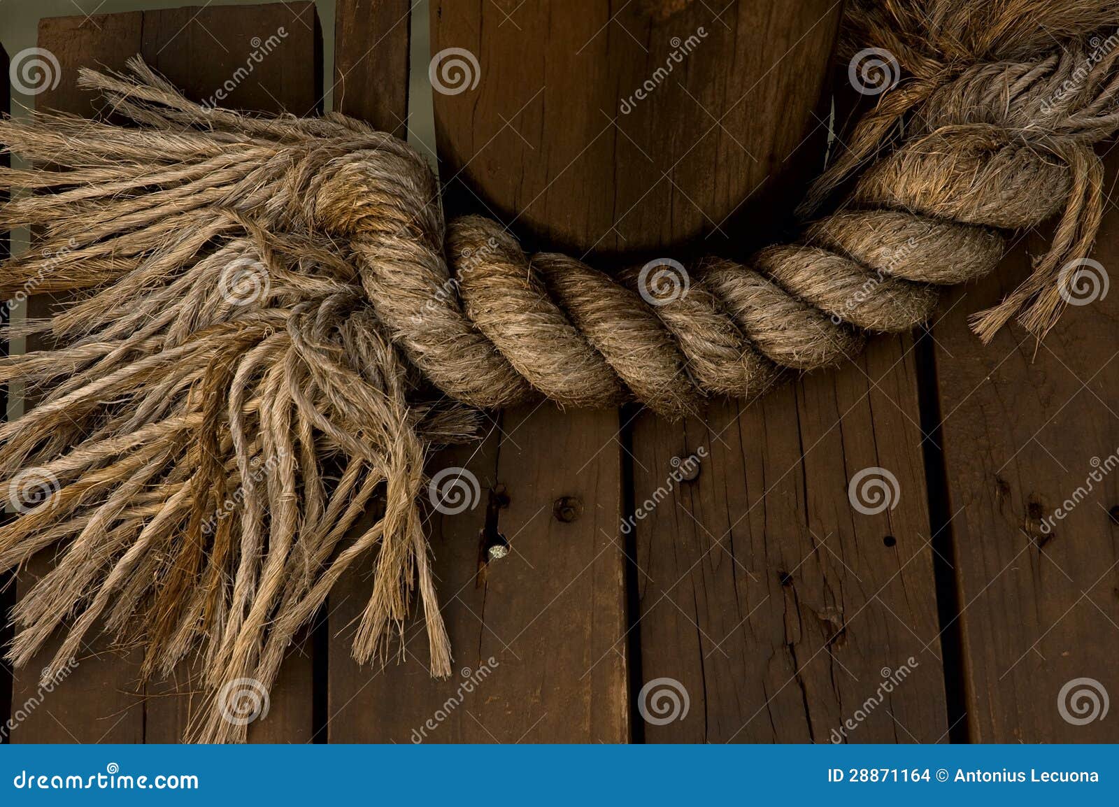 Tethered Old Rope on Wooden Deck Stock Photo - Image of yachting, tied ...