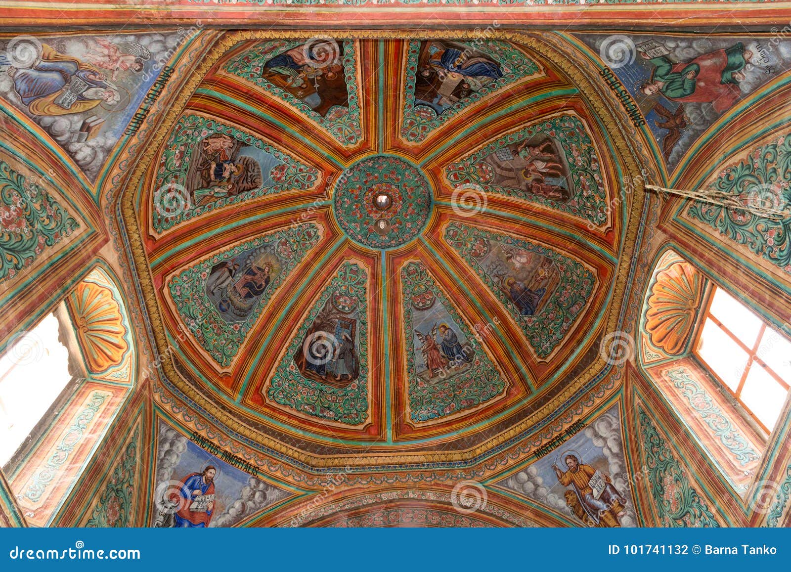 Teto Pintado Da Igreja Mexicana Fotografia Editorial - Imagem de cidade ...