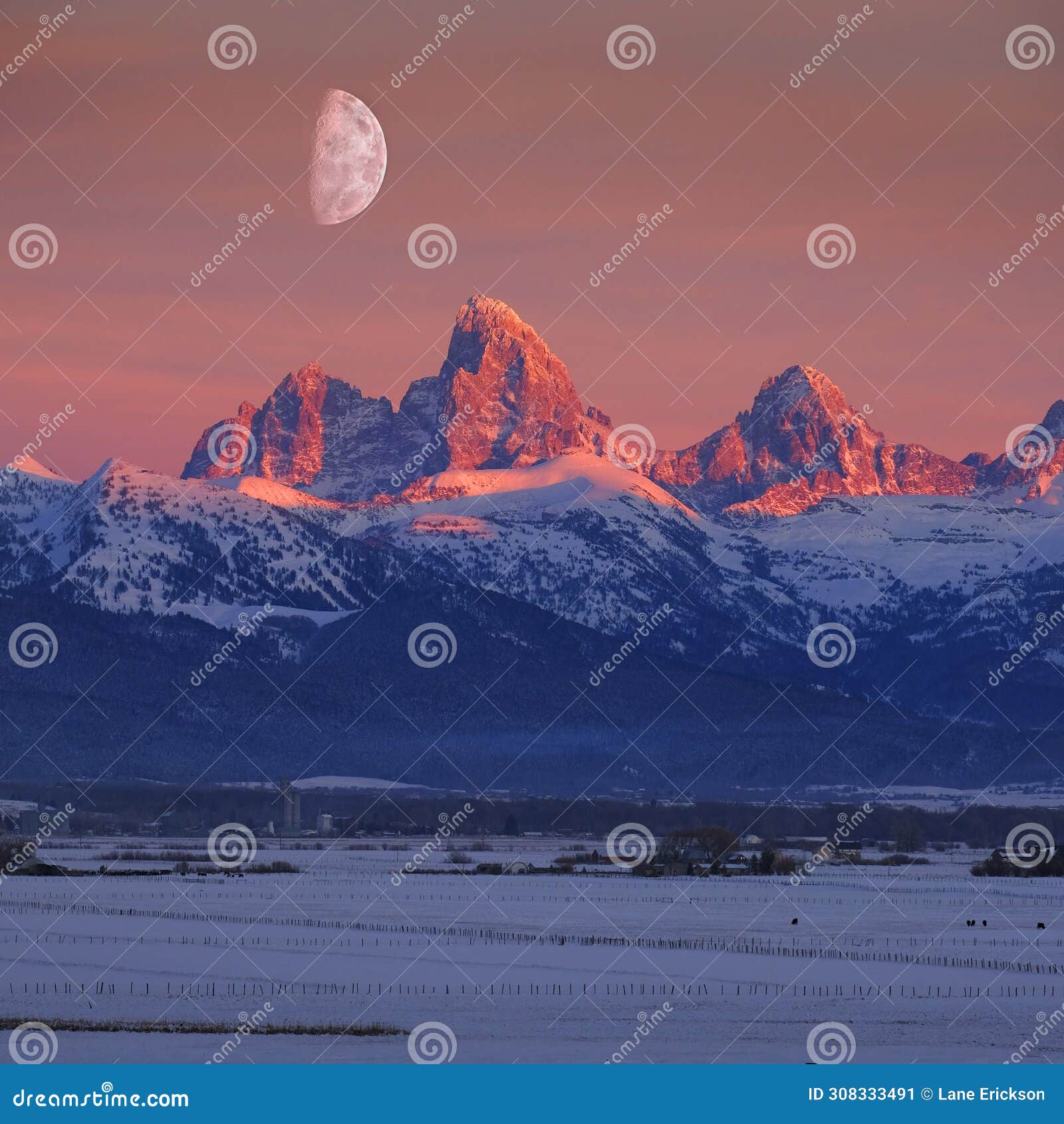 Tetons Teton Mountains in Winter Snow and Trees with Reflection in ...