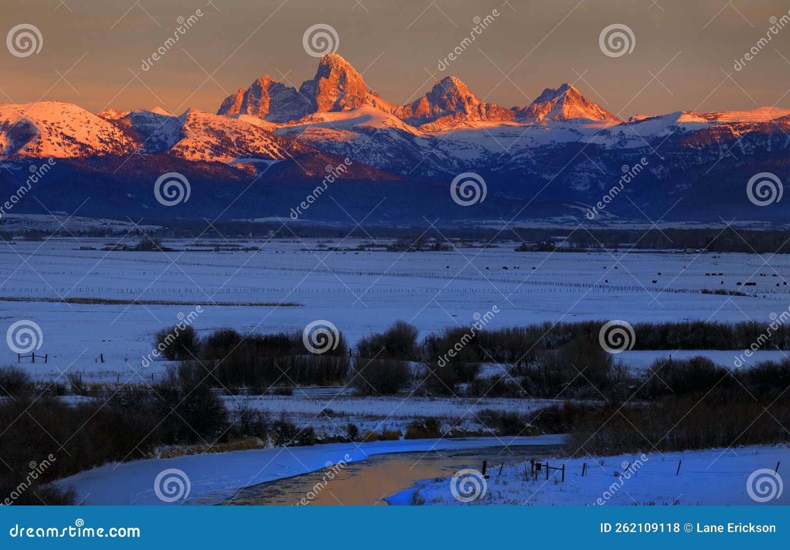 Tetons Teton Mountains in Winter Snow and Trees with Reflection in ...