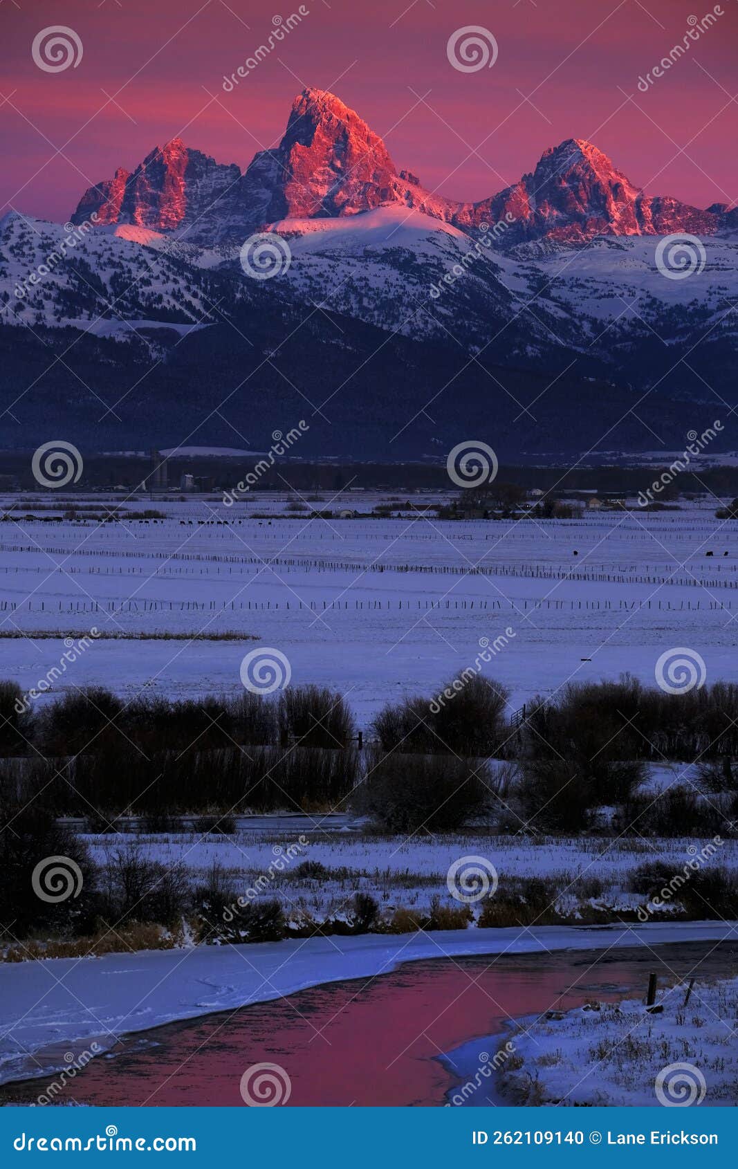 Tetons Teton Mountains in Winter Snow and Trees with Reflection in ...