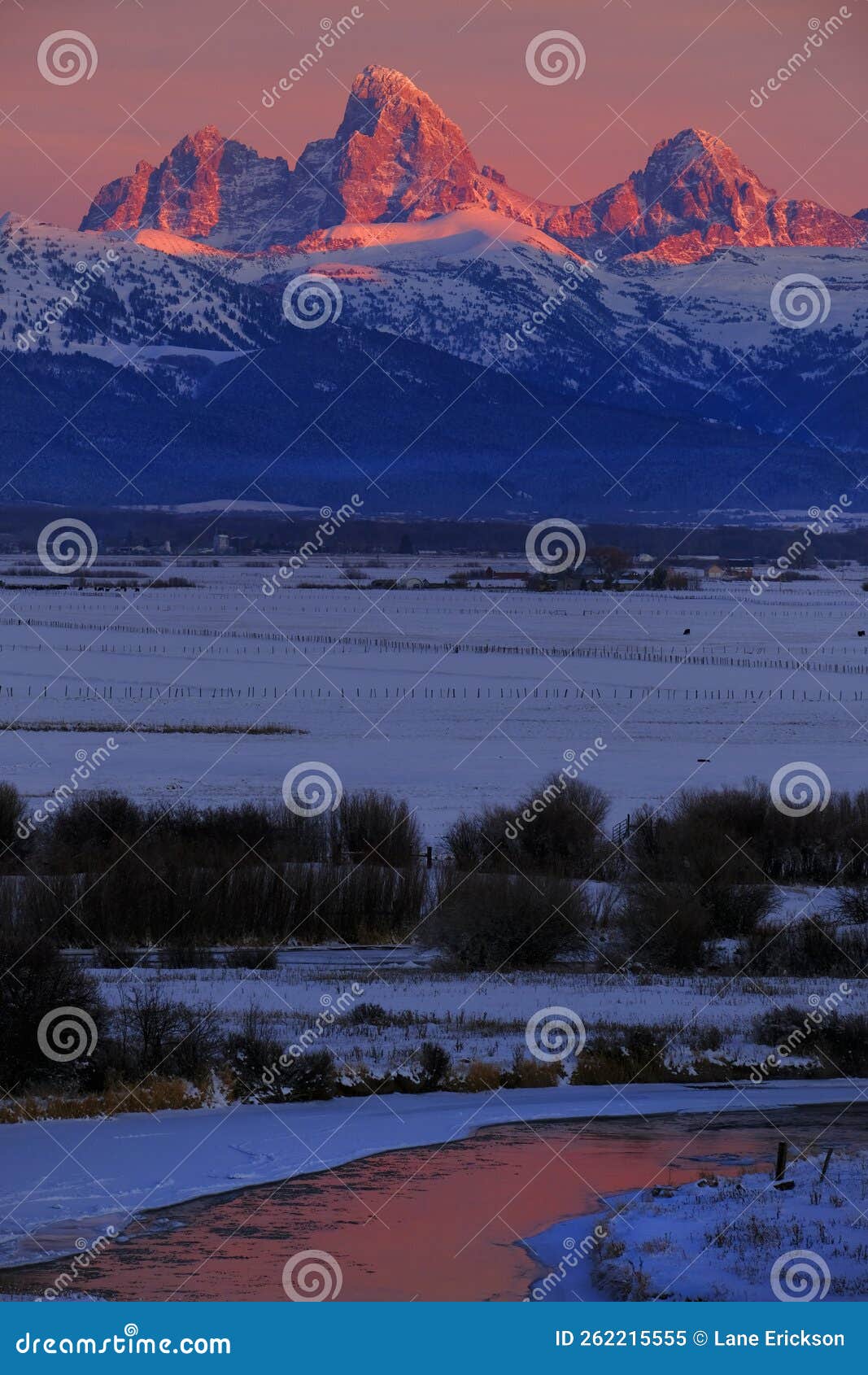 Tetons Teton Mountains in Winter Snow and Trees with Reflection in ...