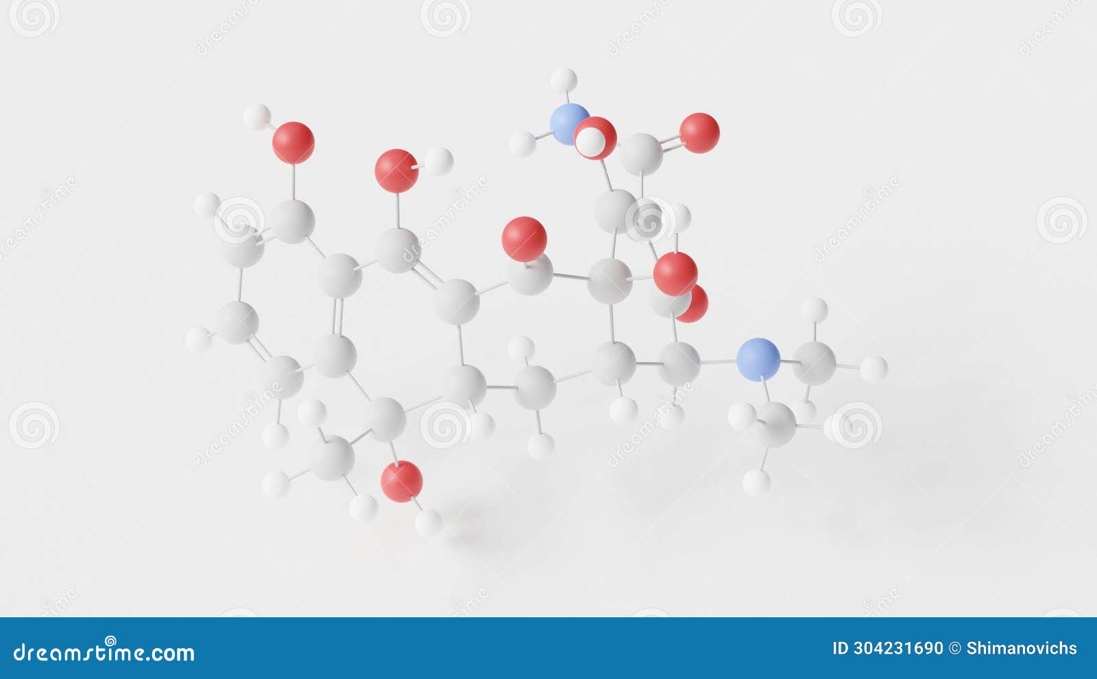 Tetracycline Molecule 3d, Molecular Structure, Ball and Stick Model ...