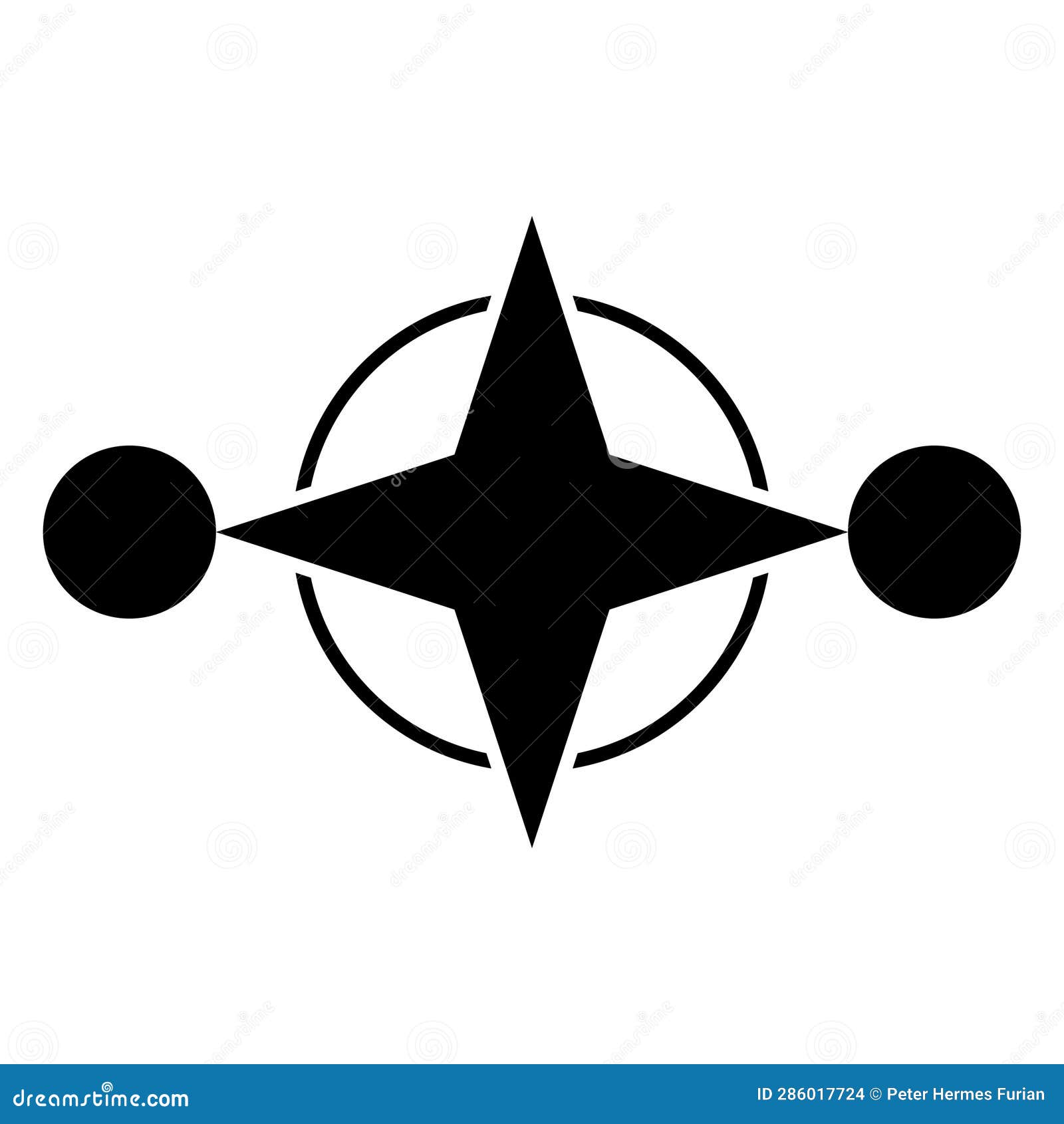 Compass Rose In A Ring And With Two Circles, Crop Circle Pattern Vector ...