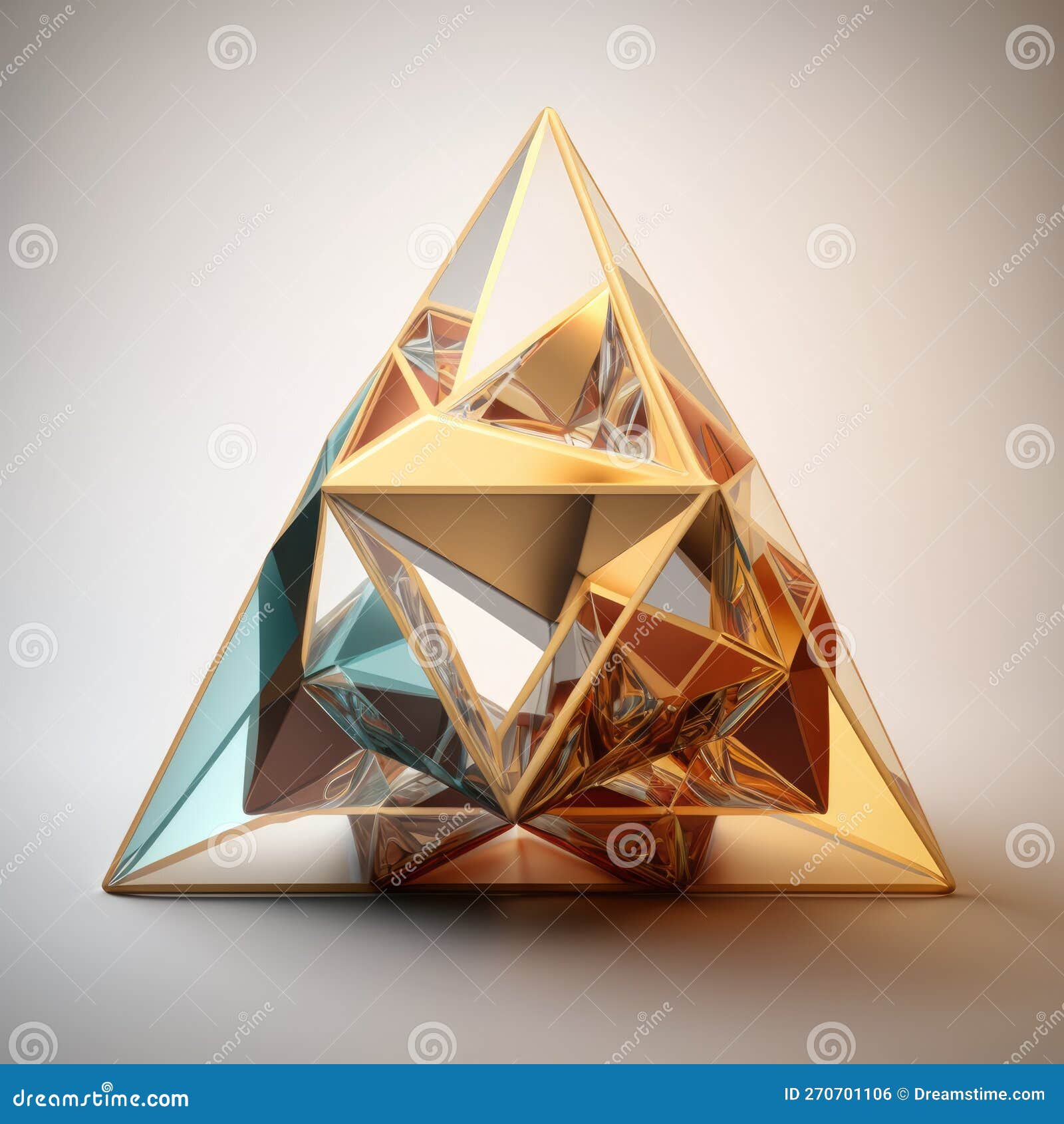 Tetrahedral Prism with Four Triangular Faces Podium, Empty Showcase for ...