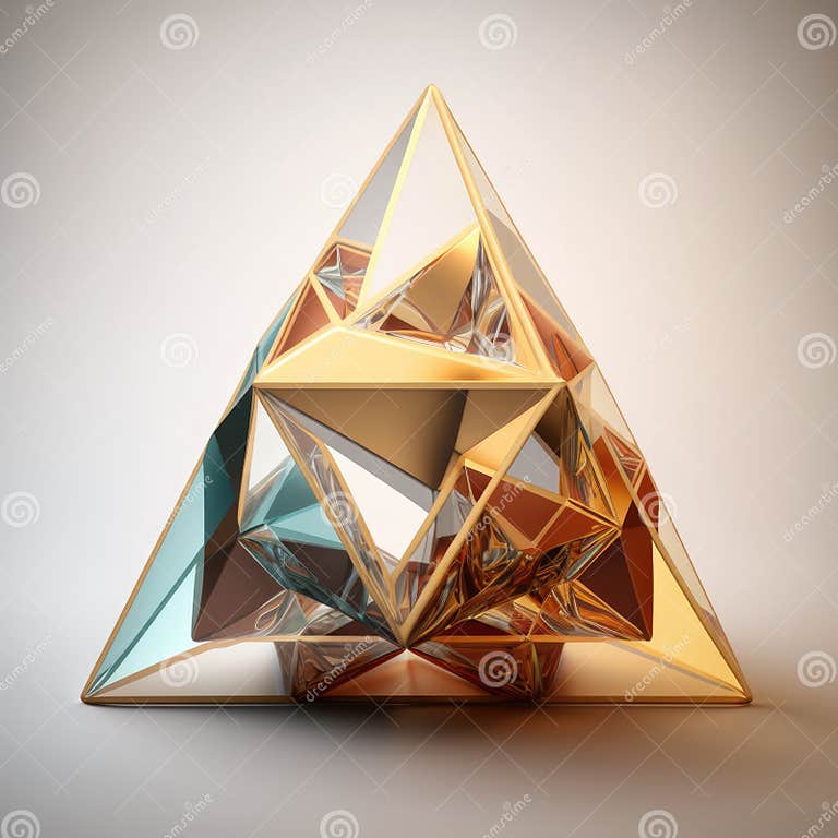 Tetrahedral Prism with Four Triangular Faces Podium, Empty Showcase for ...