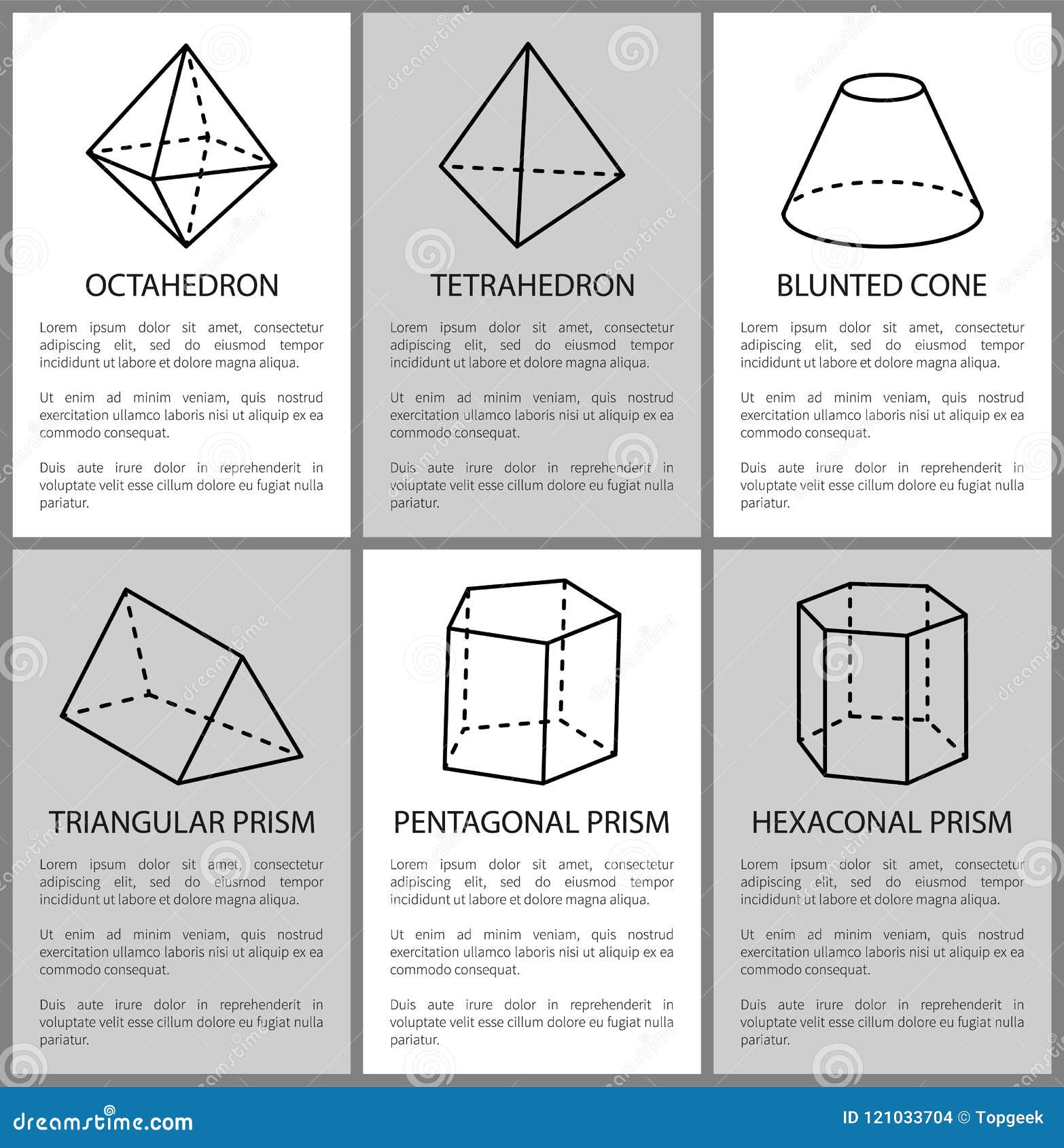 Tetrahedron Cone Square Pyramid Triangular Prism Vector Illustration