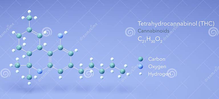 Tetrahydrocannabinol, Thc, Cannabinoid, Molecular Structures, 3d Model ...