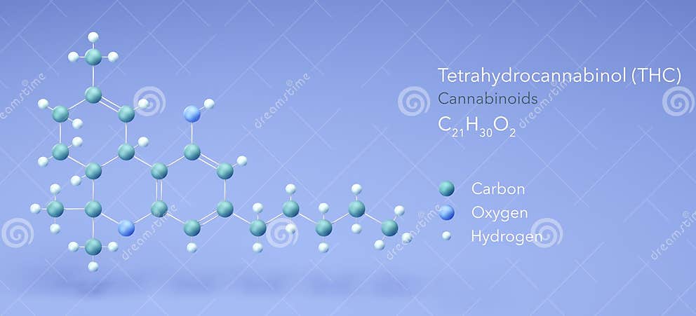 Tetrahydrocannabinol, Thc, Cannabinoid, Molecular Structures, 3d Model ...