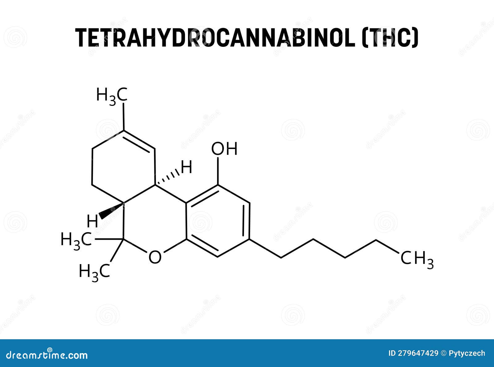Tetrahydrocannabinol Structural Formula Of Molecular Structure Cartoon ...