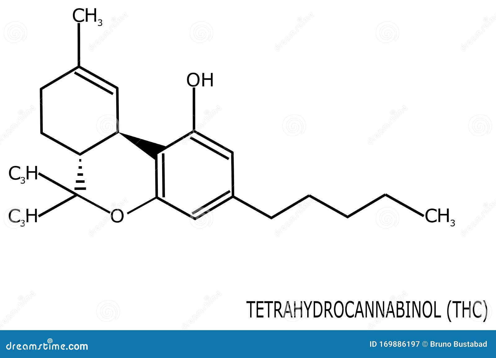 Tetrahydrocannabinol THC Molecule On A White Background. TCH Is One Of ...
