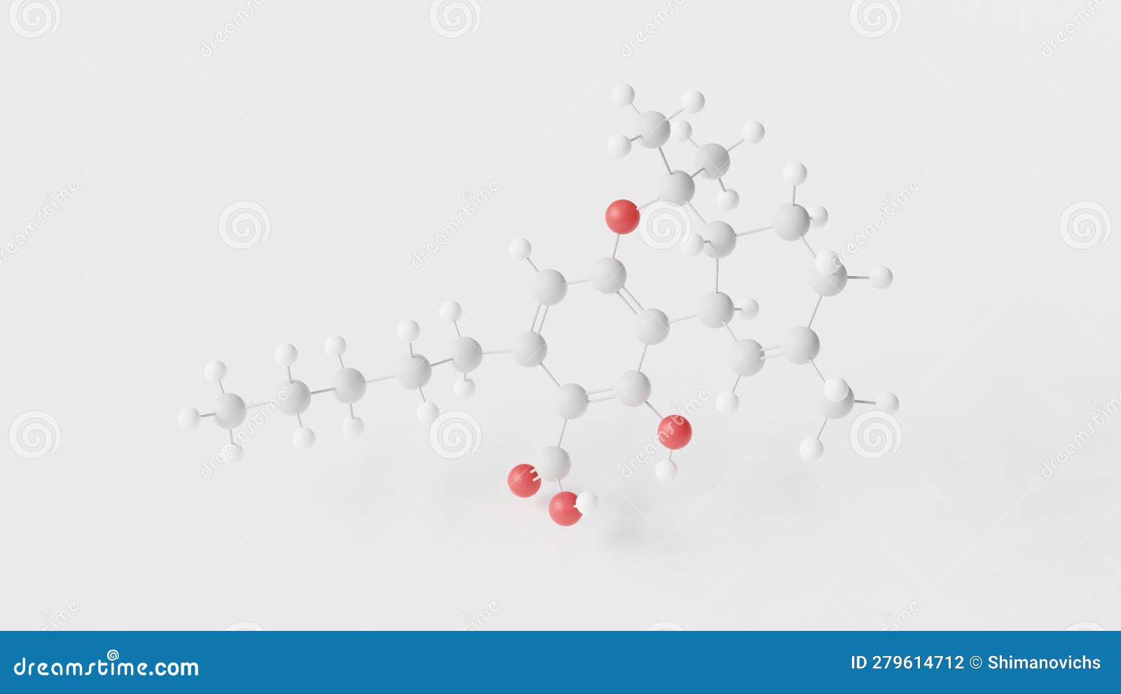 Tetrahydrocannabinolic Acid Molecule 3d, Molecular Structure, Ball and ...