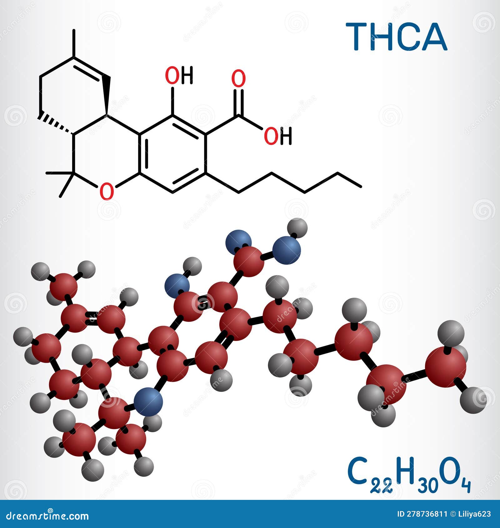 Tetrahydrocannabinolic Acid, THCA, Tetrahydrocannabinolate Molecule ...