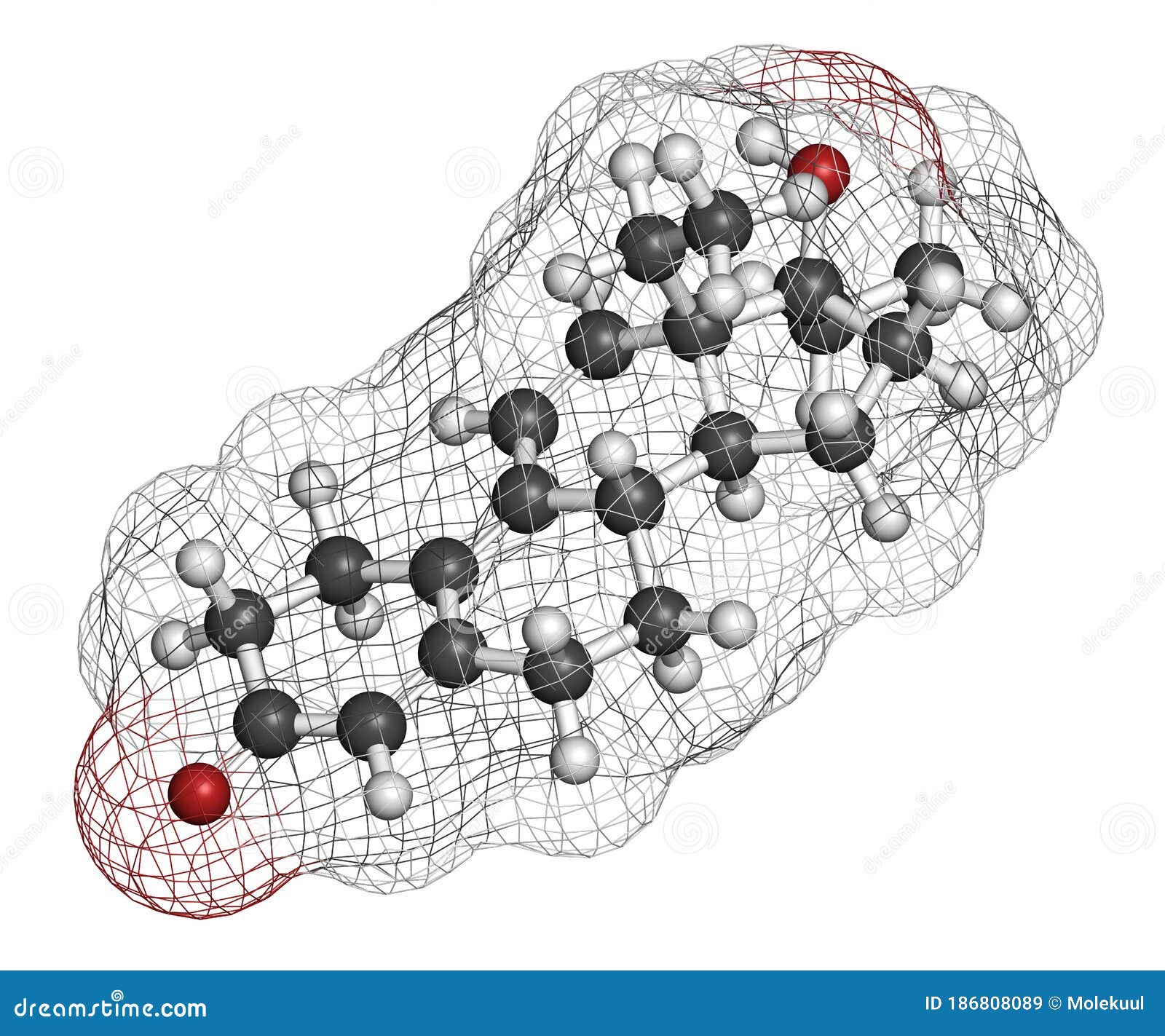 Tetrahydrogestrinone (THG) Anabolic Steroid Molecule. Atoms are ...