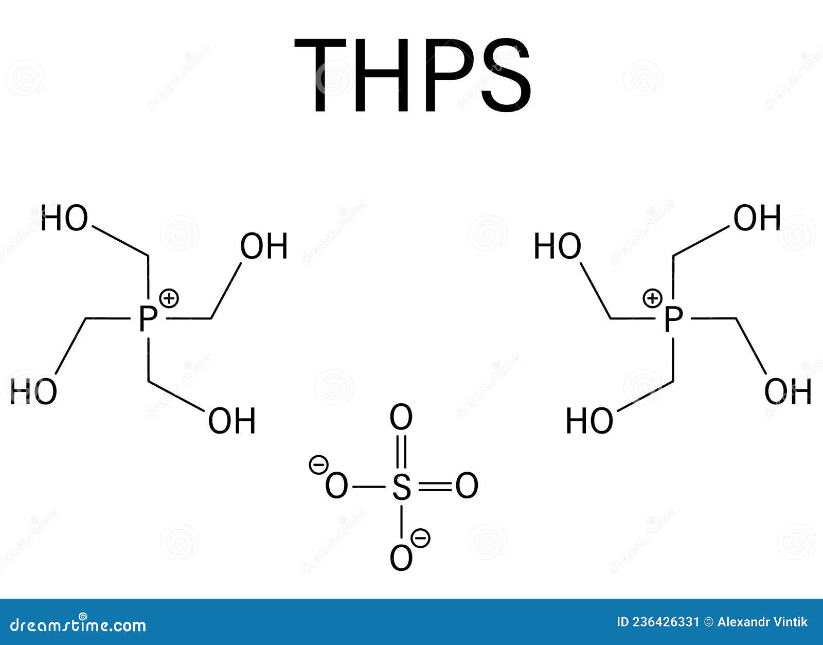 Tetrakis Hydroxymethyl Phosphonium Sulfate, THPS Biocide Molecule ...