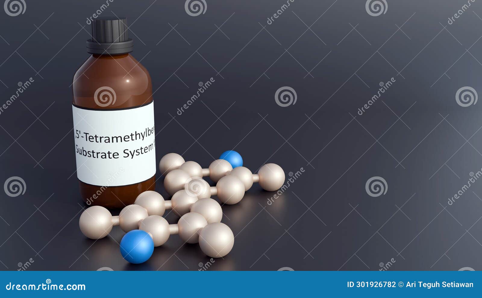 3,3?,5,5?-Tetramethylbenzidine or TMB Molecules and Amber Glass Bottle ...