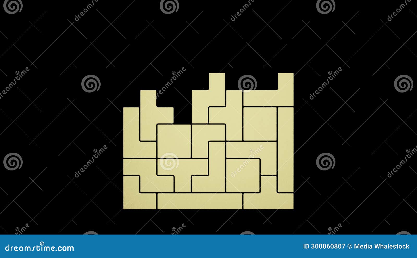Tetris Animation on Black Background. Design. Abstract Monochrome Retro ...