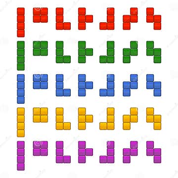 Tetris Bricks Pieces Total Set for Game. Vector Stock Vector ...
