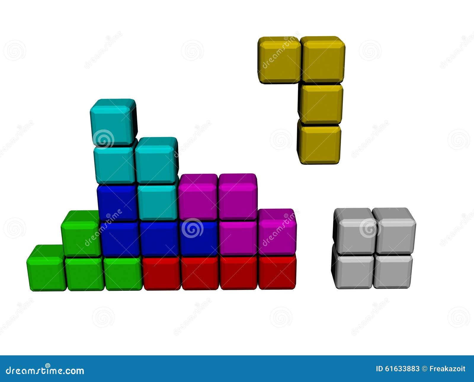 Tetris bricks on white stock image. Image of happy, render - 61633883