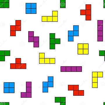 Tetris Elements Seamless Pattern Stock Vector - Illustration of green ...