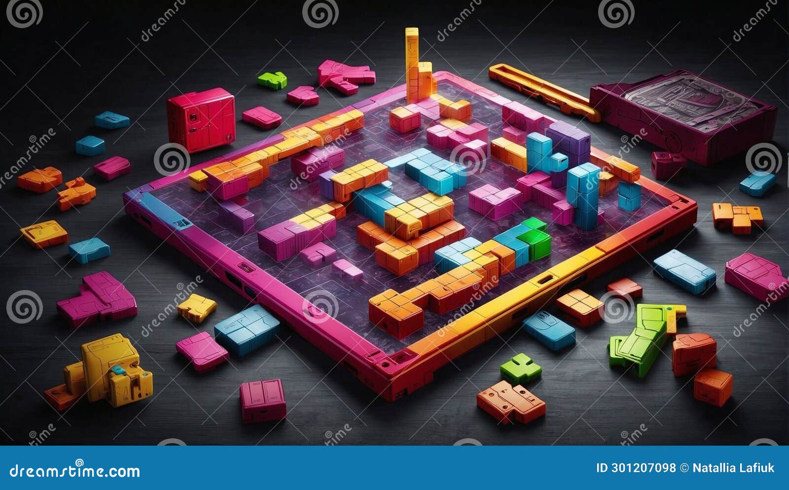 Tetris Figures Board Game Playing Concept Stock Photo - Image of games ...